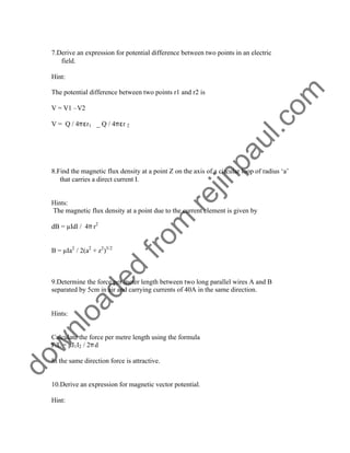 Emt two-marks | PDF | Physics | Science