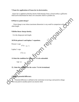 Emt two-marks | PDF | Physics | Science