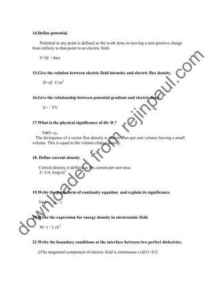 Emt two-marks | PDF | Physics | Science