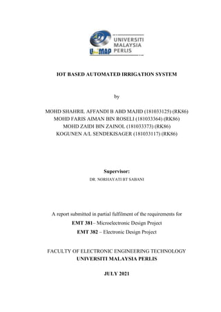 FINAL PROJECT REPORT IOT BASED AUTOMATED IRRIGATION SYSTEM | PDF