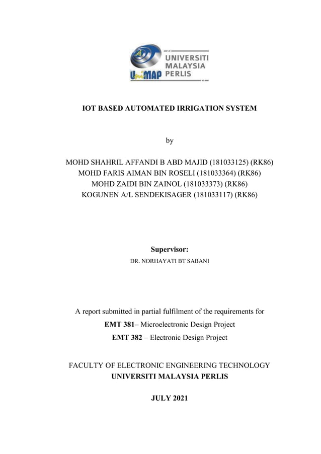 FINAL PROJECT REPORT IOT BASED AUTOMATED IRRIGATION SYSTEM | PDF | Civil Engineering Industry ...