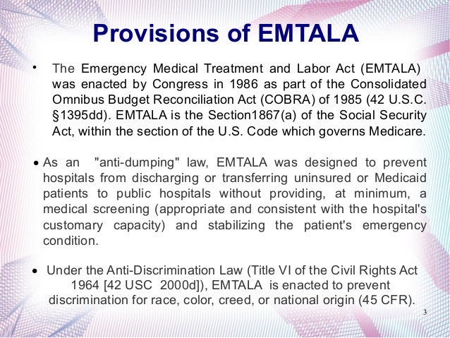 Emergency Medical Treatment and Active Labor Act (EMTALA), by Naira M…