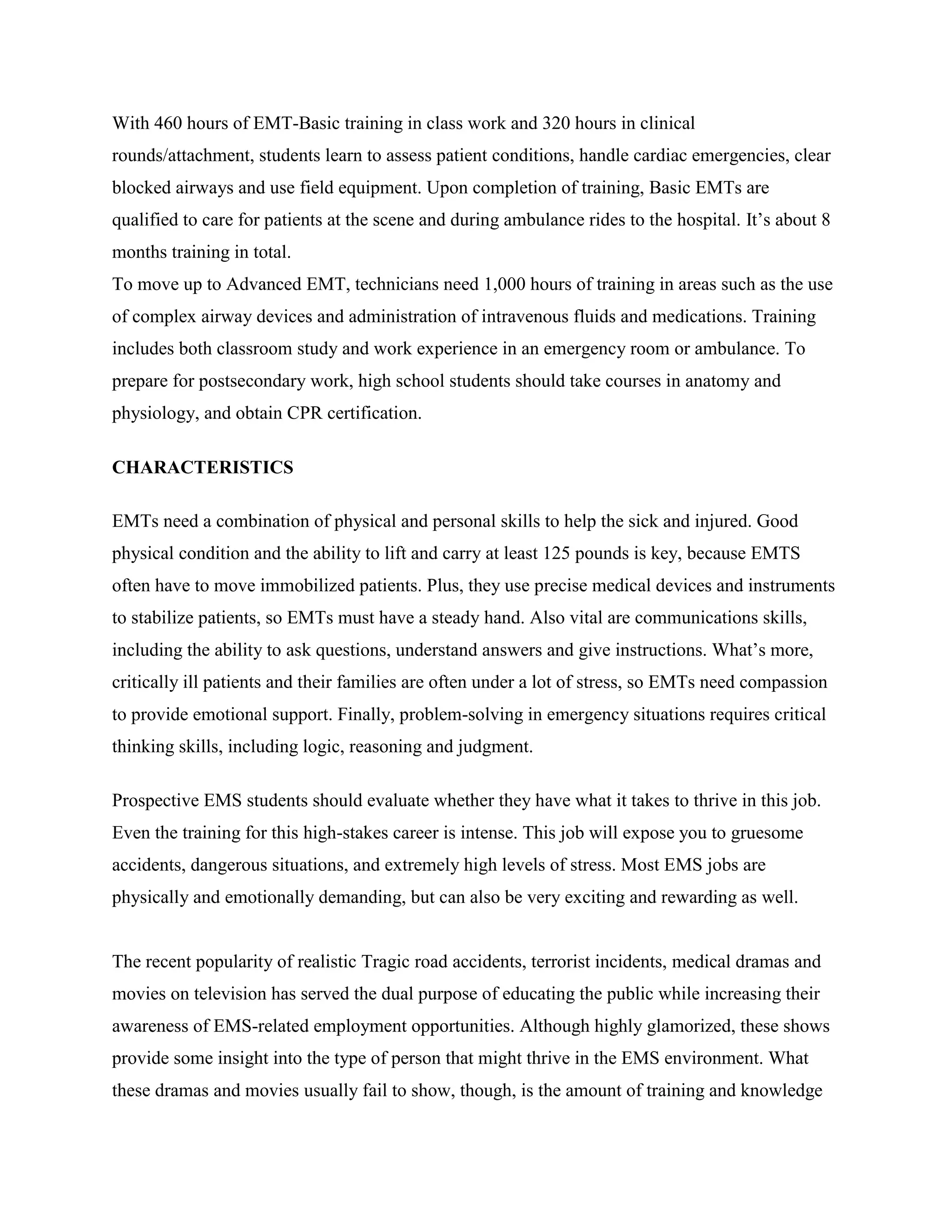 Emt and paramedic training | PDF