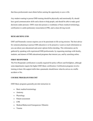 Emt and paramedic training | PDF