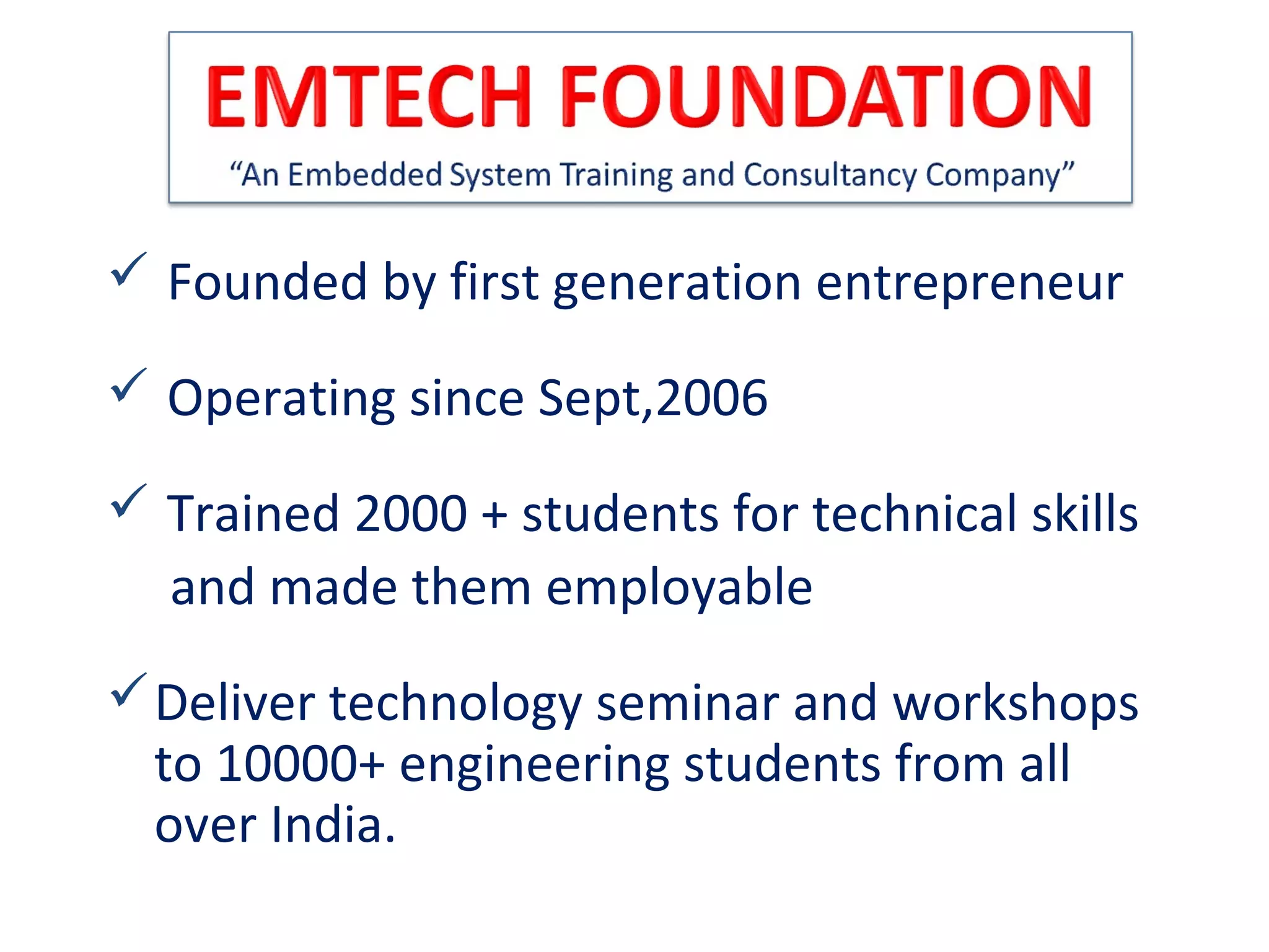Corporate Profile Of Emtech Foundation Ppt