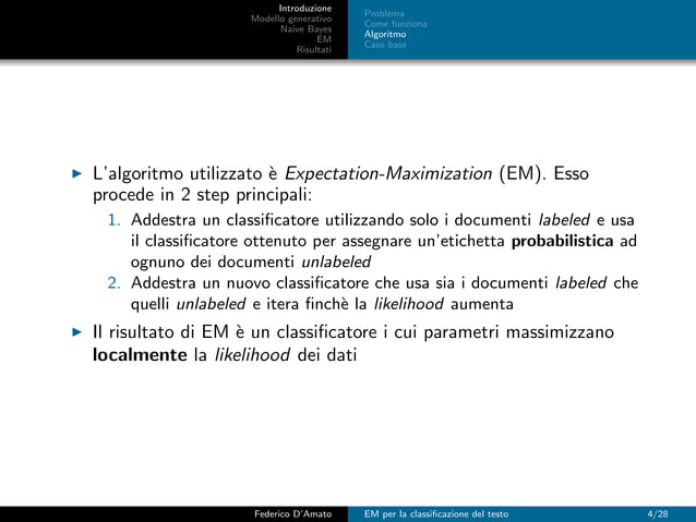 Expectation - Maximization for Text Cassification | PPT