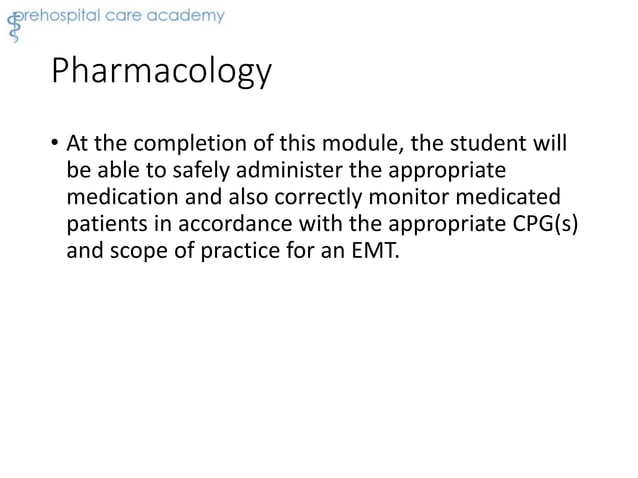 EMT Pharmacology Review | PPTX