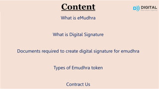 Emudhra digital signature agency | PPTX