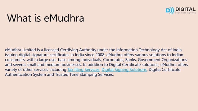 Emudhra digital signature agency | PPTX