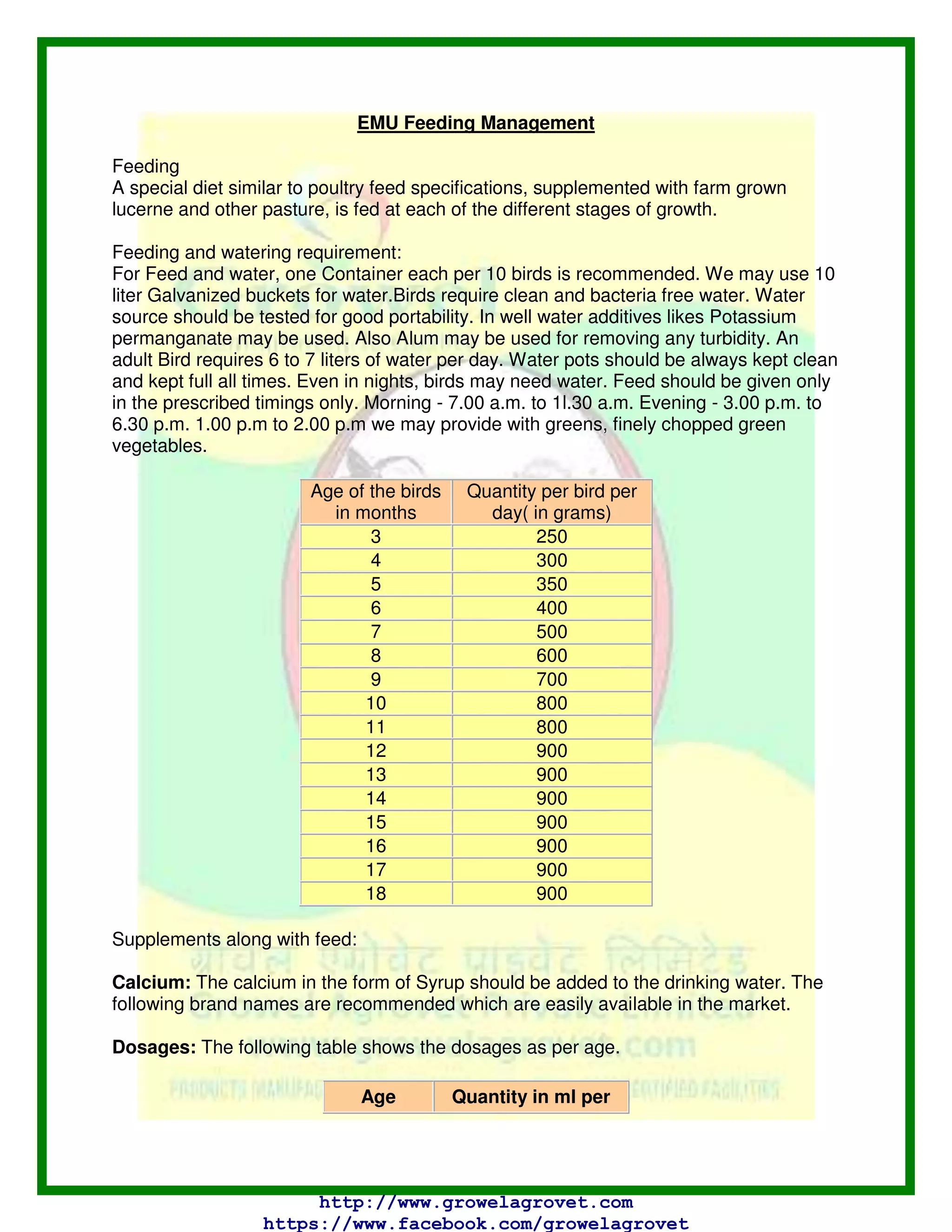 Emu feeding management. | PDF