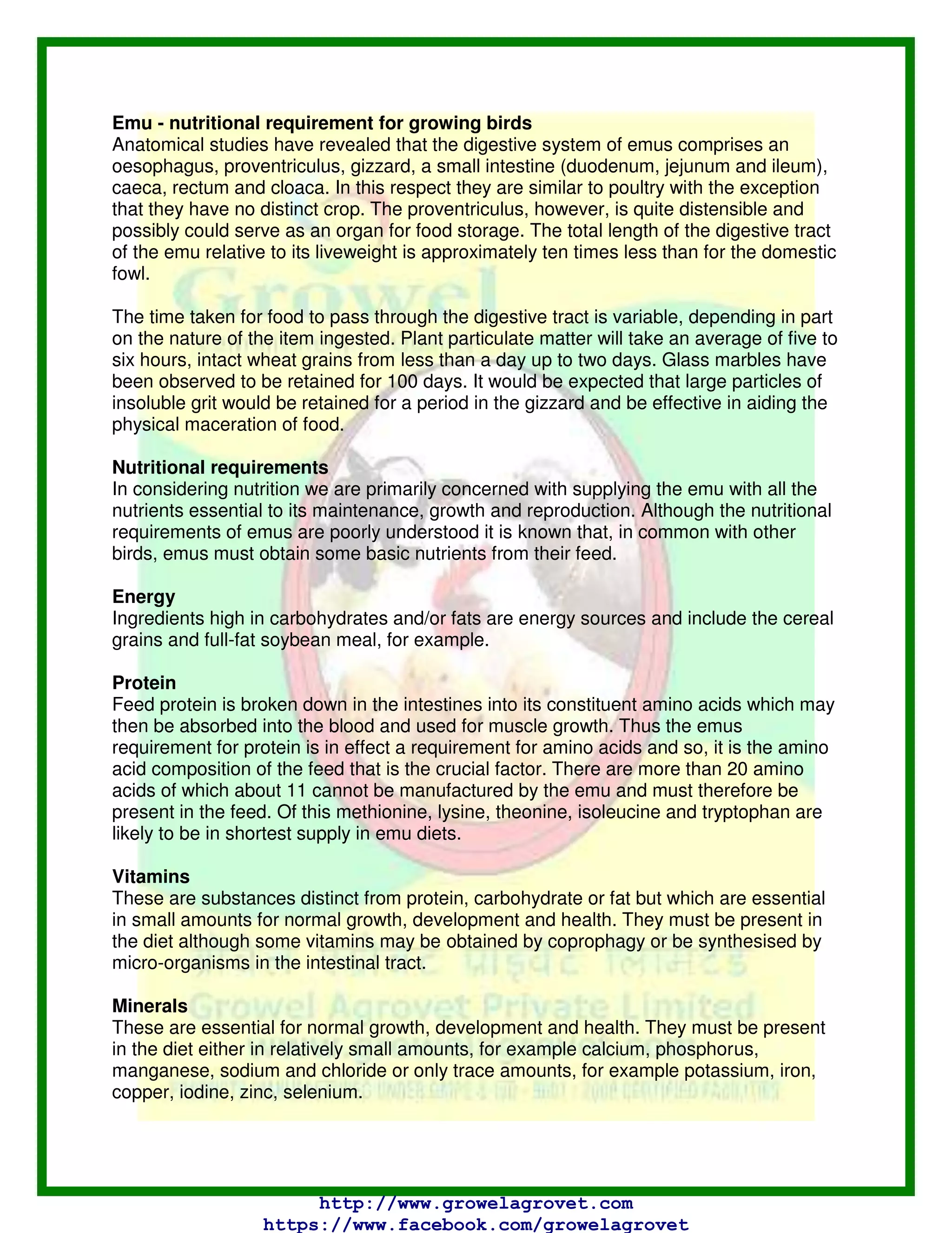 Emu feeding management. | PDF