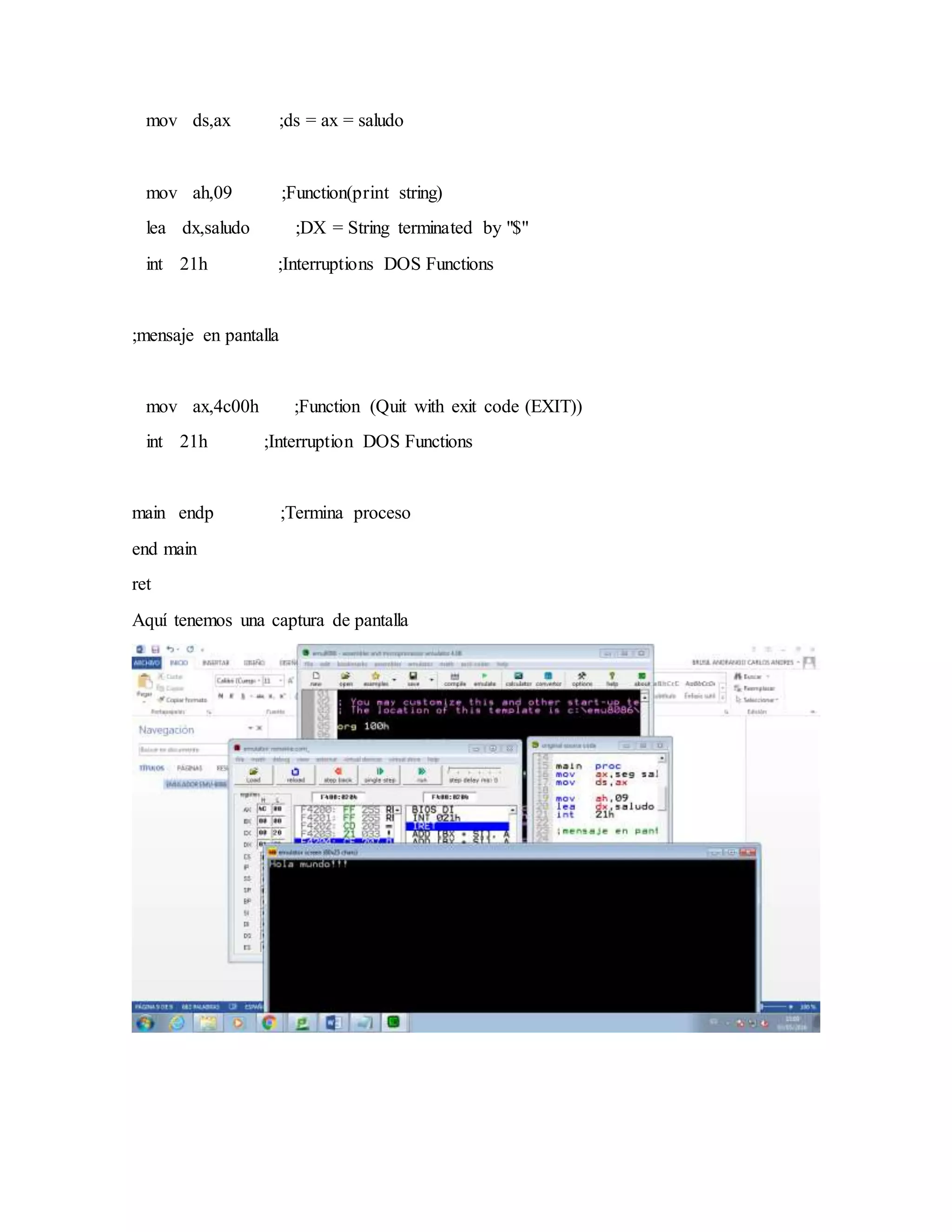 Emulador emu 8086 | DOCX
