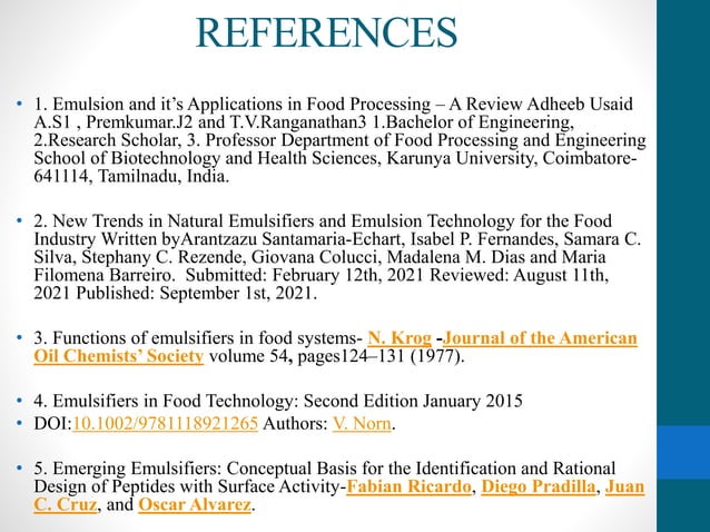 EMULSIFIERS .pptx | Chemistry | Science