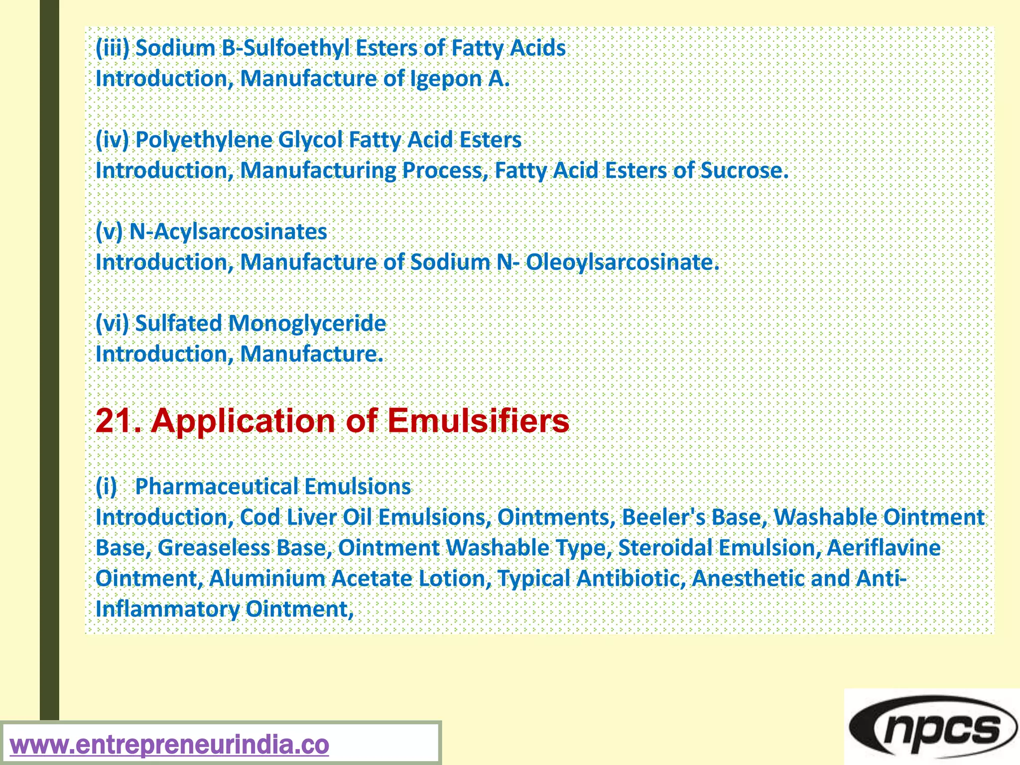 Formulae and Manufacturing Process of Emulsifiers with Uses and ...
