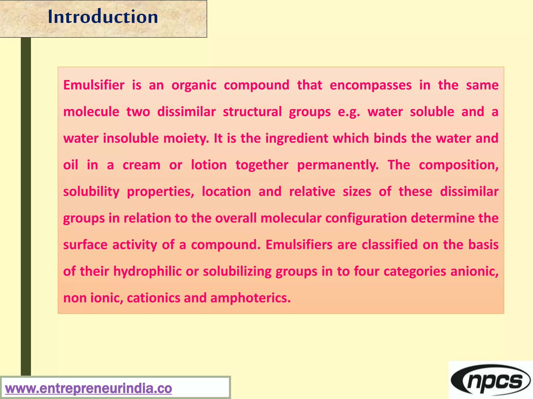 Formulae and Manufacturing Process of Emulsifiers with Uses and ...