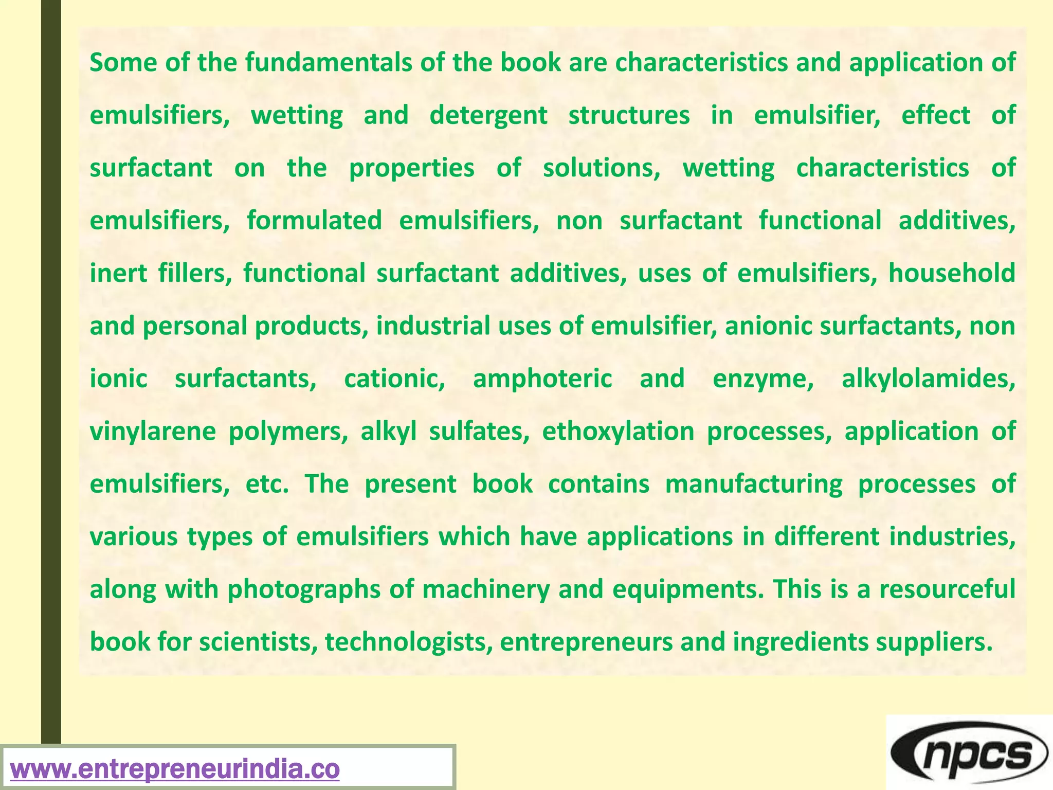 Formulae and Manufacturing Process of Emulsifiers with Uses and ...