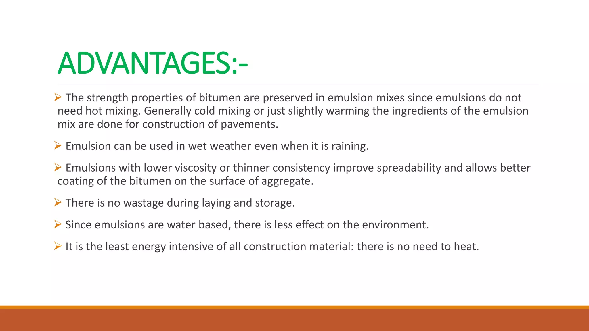 bitumen emulsion in bitumen pavement | PPTX