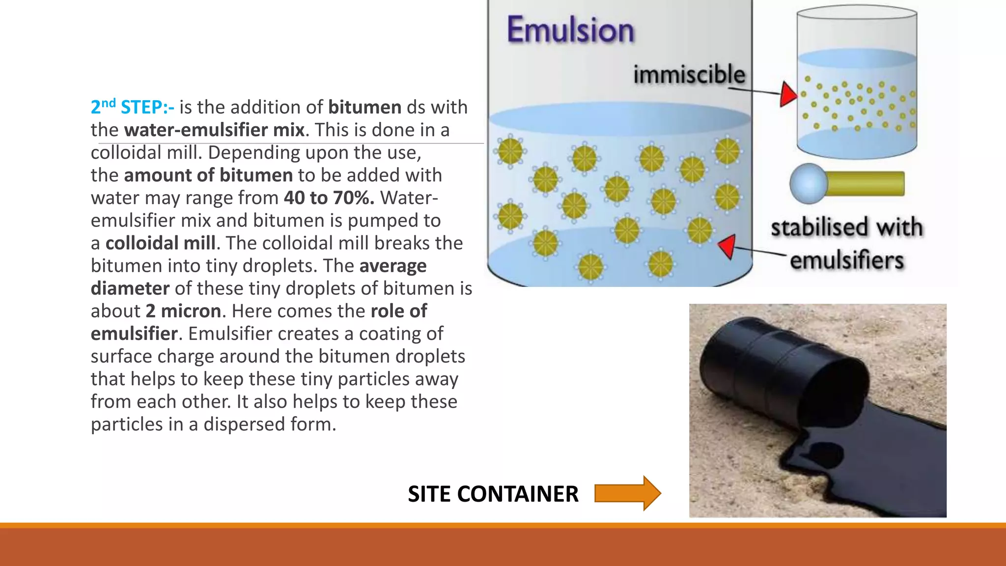 bitumen emulsion in bitumen pavement | PPTX