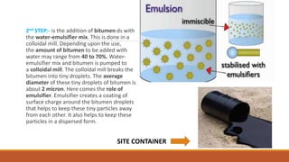 bitumen emulsion in bitumen pavement | PPTX