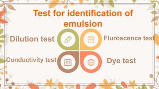 Emulsion : Test For Identification of Emulsion | PPTX