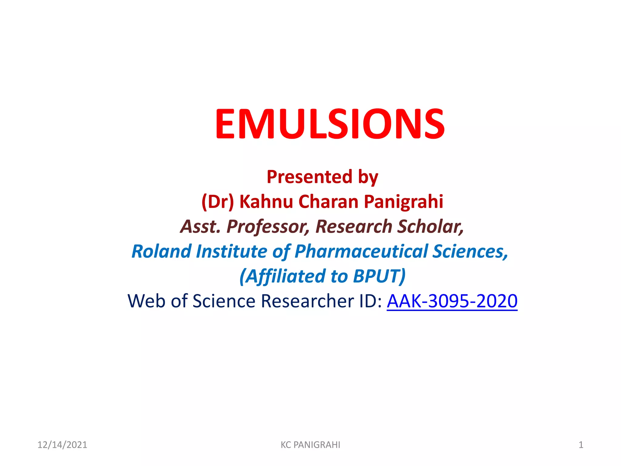 Pharmaceutical Emulsion | PPTX