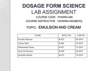 Emulsion and cream gp b | PPTX