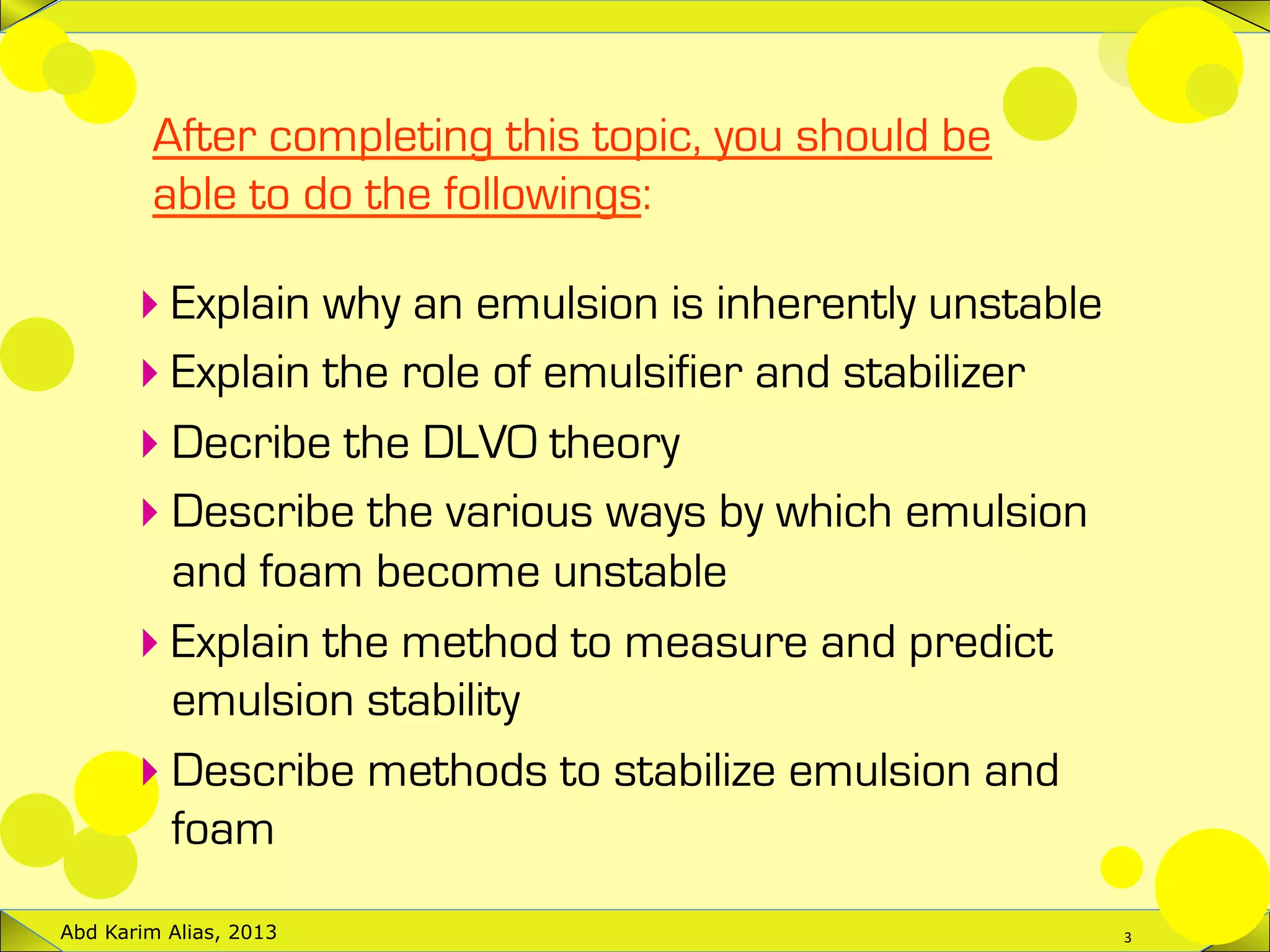 Introduction to Food Emulsions and Foams | PDF