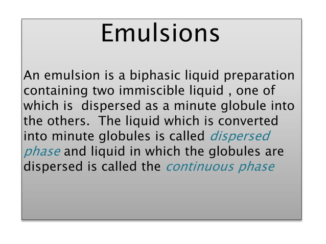Emulsion and suspensions | PPTX | Chemistry | Science