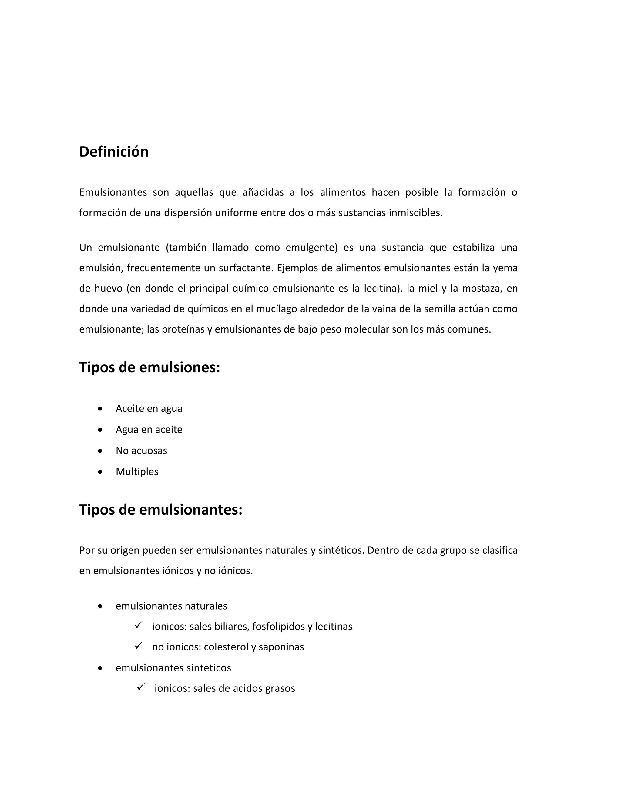 Emulsionantes fisico quimica | DOCX