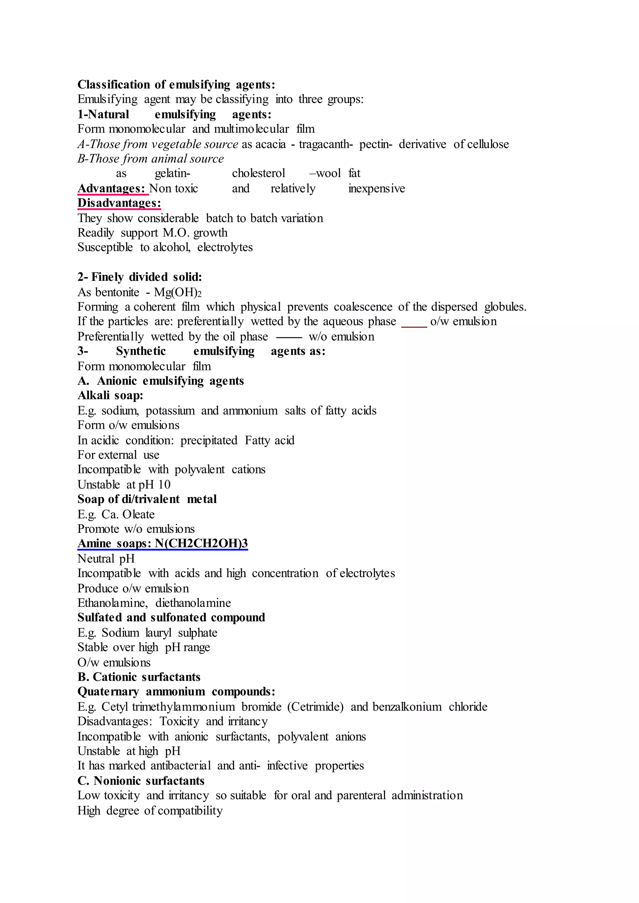 Emulsion assignment PDF file | DOCX