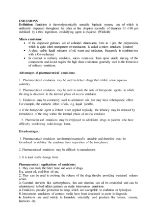 Emulsion assignment PDF file | DOCX