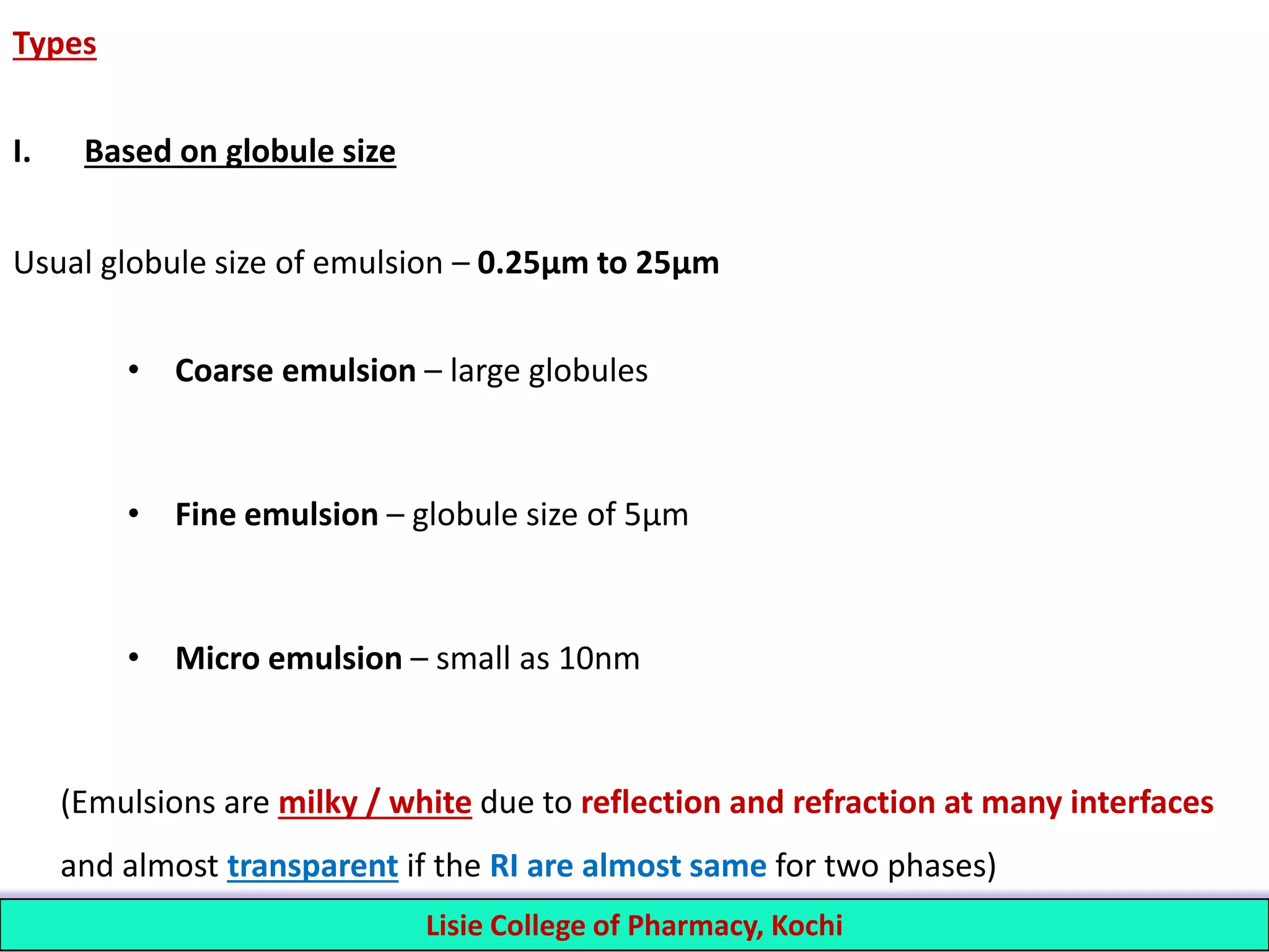 Emulsion (intro, adv, types and classifictaion) | PDF | Skin Care | Beauty