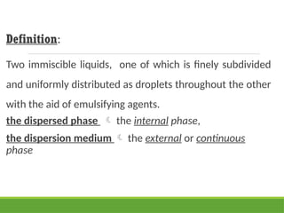 Emulsions Dosage form, types and MIU PPT | PPT | Free Download