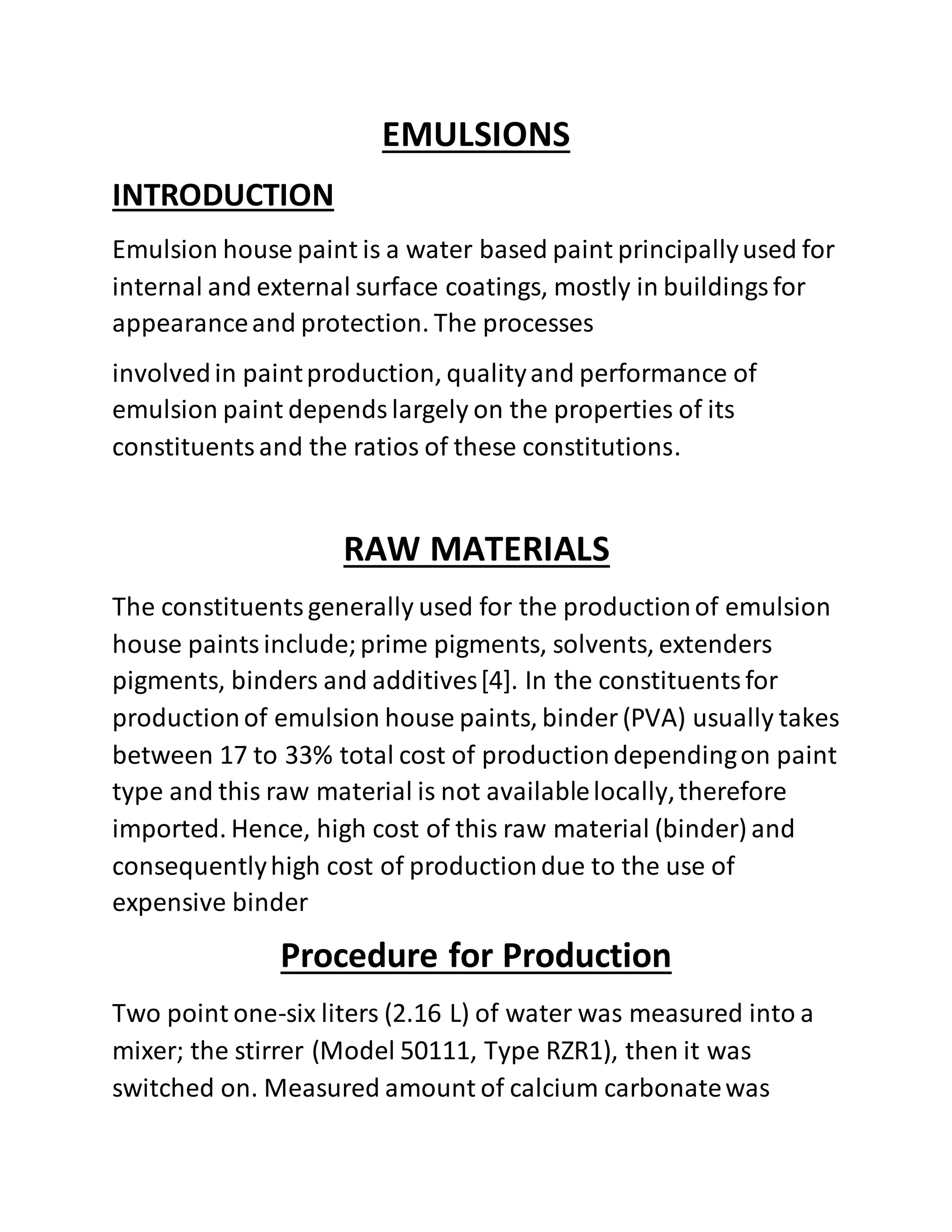 Paint Emulsions | DOCX | Painting | Arts and Crafts