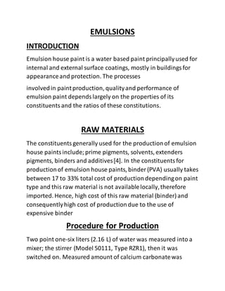 Paint Emulsions | DOCX | Painting | Arts and Crafts