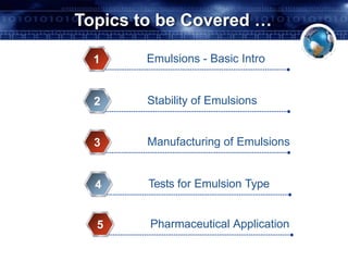 emulsions_ euipments for emulsion, stability of emulsion | PPTX