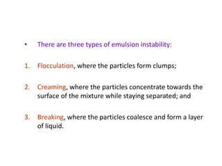 EMULSIONS LECTURE presentation lecture five | PPTX