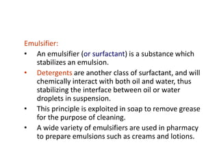 EMULSIONS LECTURE presentation lecture five | PPT