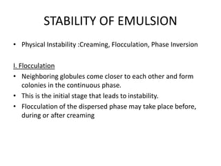 EMULSIONS LECTURE presentation lecture five | PPTX