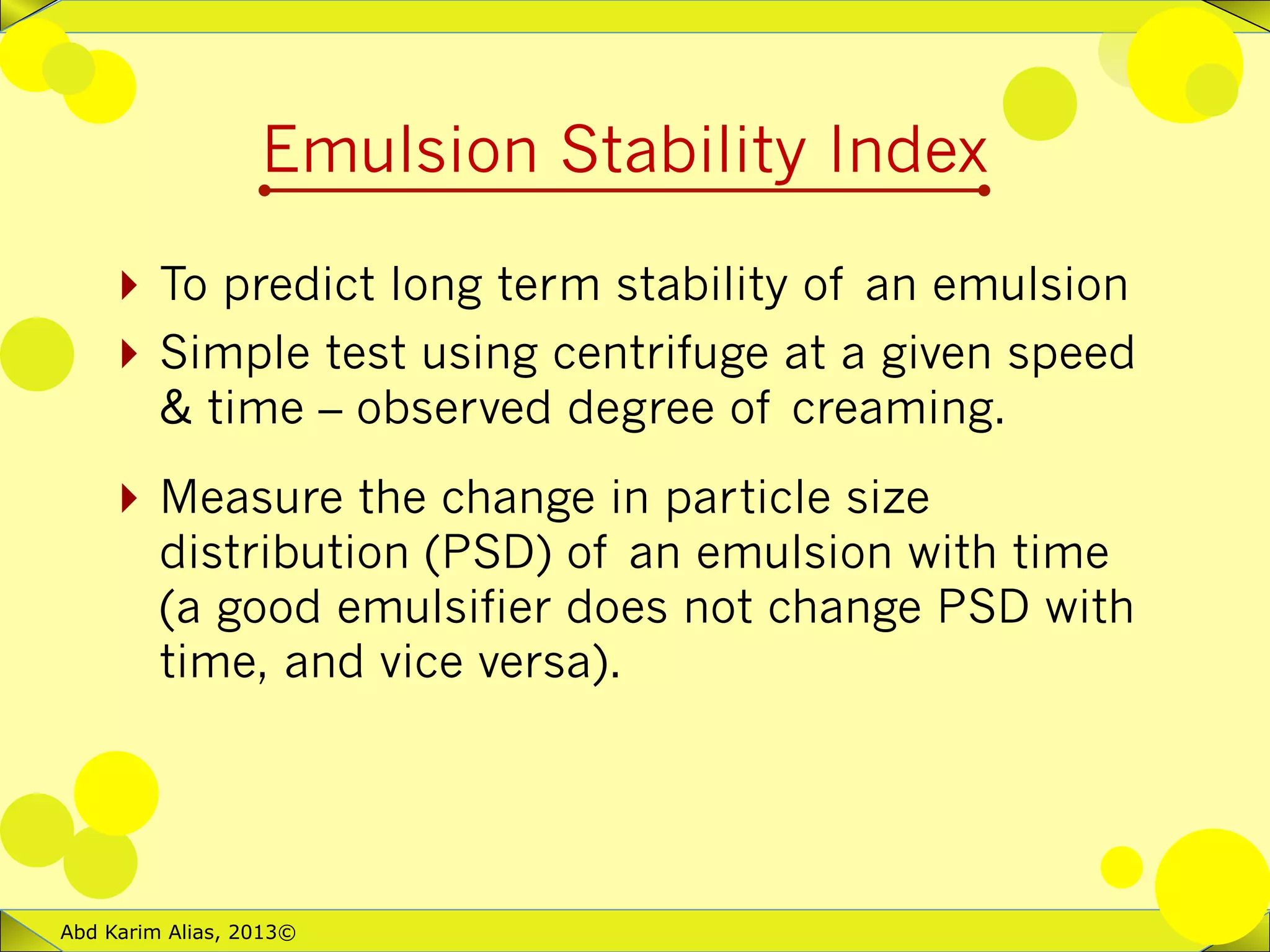 Emulsion stability | PDF