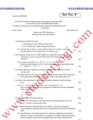 Electronic magnatic waves and transmission Lines Jntu Model Paper{Www ...