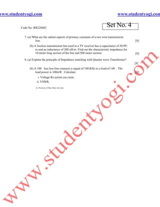 Electronic magnatic waves and transmission Lines Jntu Model Paper{Www ...