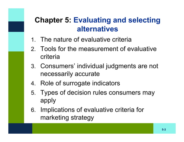 BB Chapter Five : Evaluating and Selecting Alternatives | PDF | Business | Business and Finance