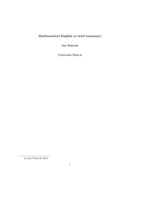 BUKU ENGLIS FOR MATHEMATICS | PDF