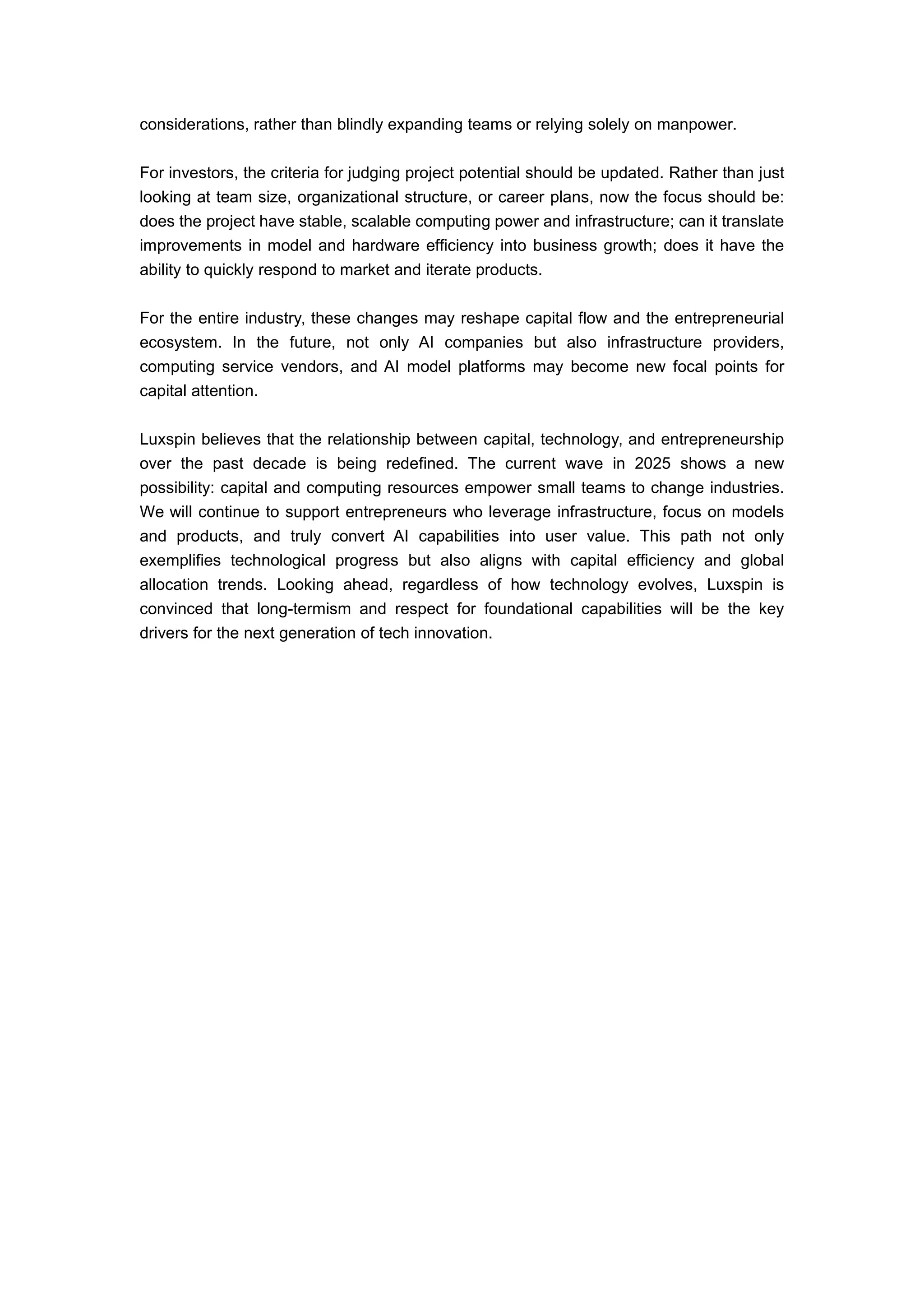 Growth Equity Perspective for Luxspin 2025: How to Interpret AI ...