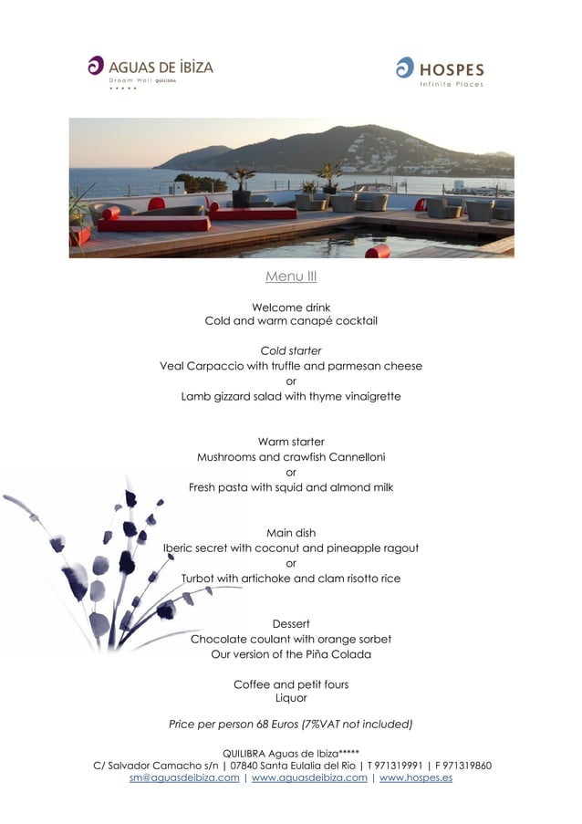 Business Menu in Ibiza - Dinner Gala | PDF