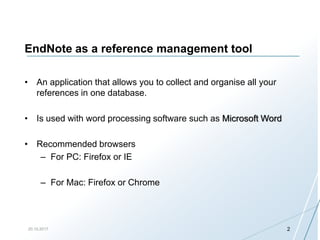 Introduction to EndNote in English 20.10.17