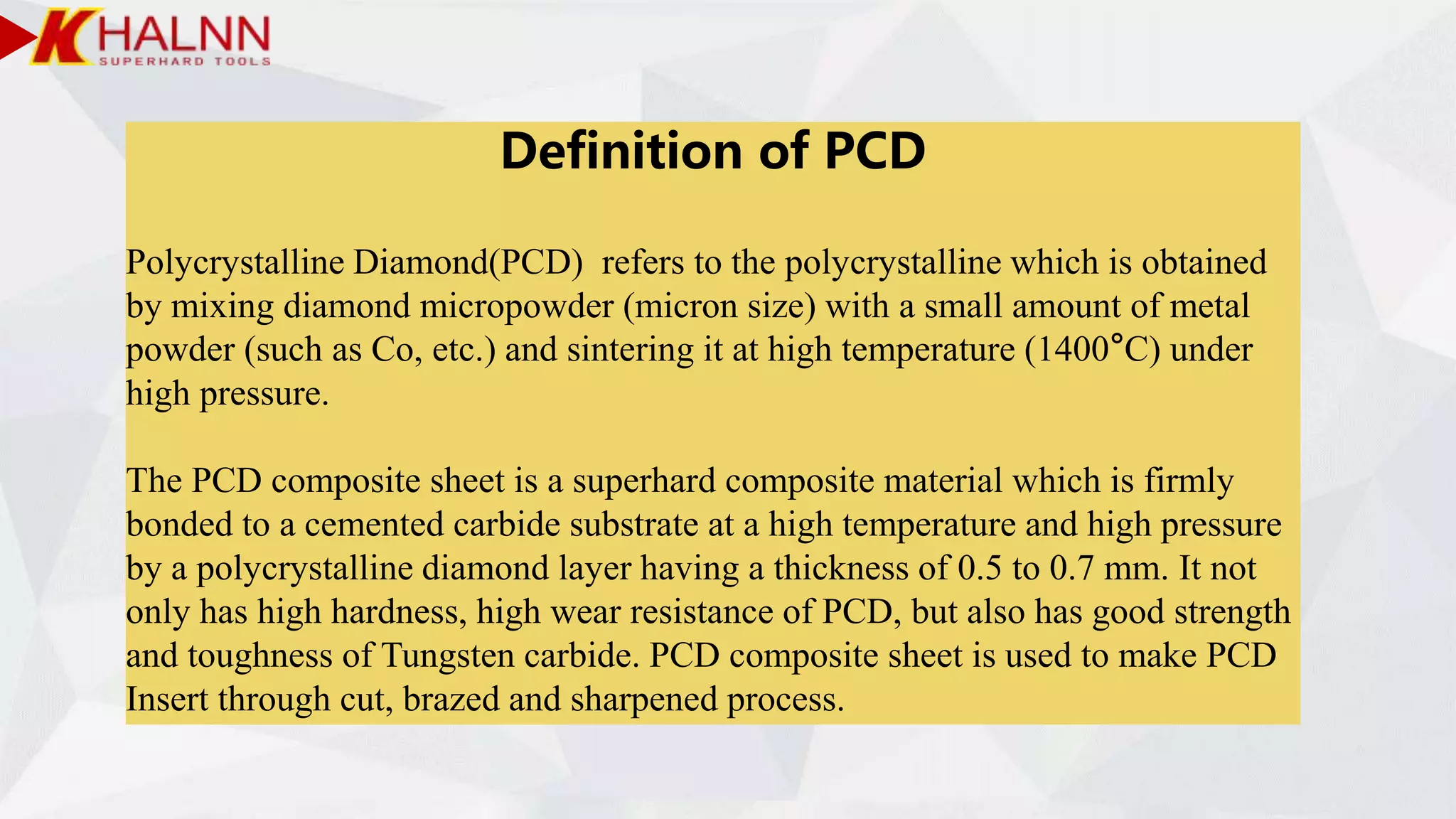 pcd cutting tools classification and application from halnn | PPTX