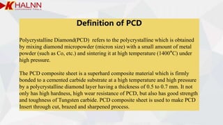 pcd cutting tools classification and application from halnn | PPTX