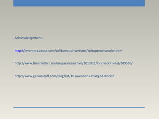 Inventions that changed the world | PPT